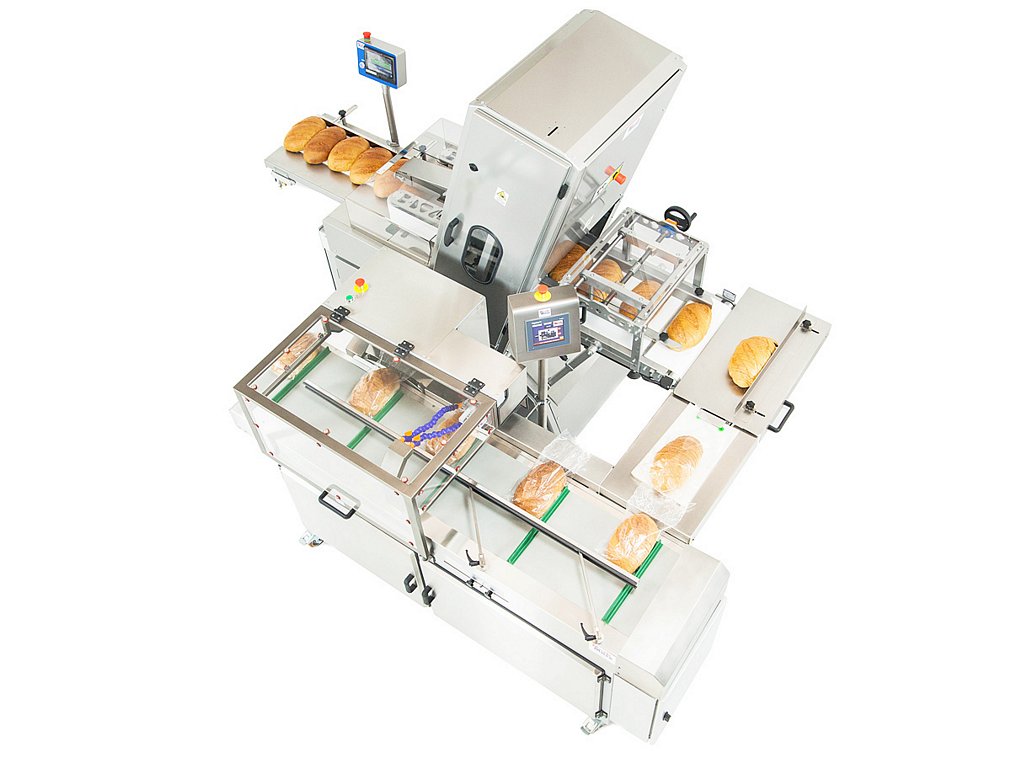 Semi automatic bread slicing and packaging line